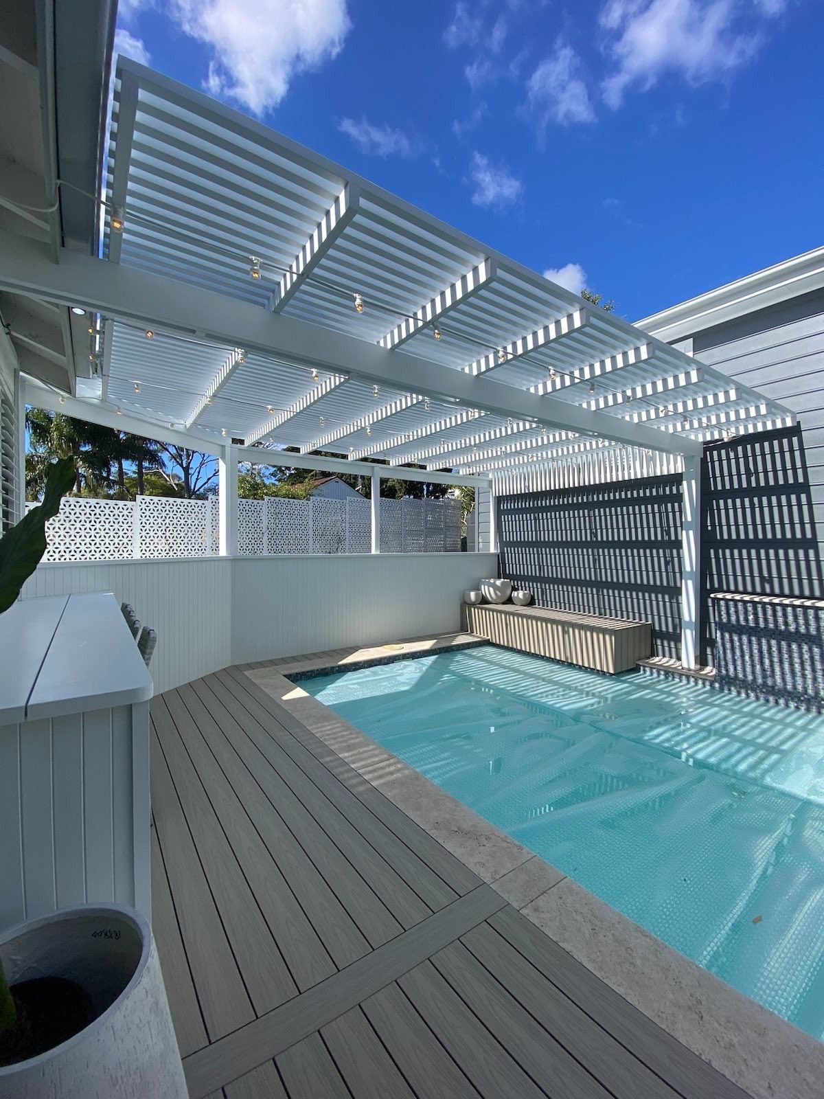 Composite Decking, Luxe Cantilever Pergolas and More